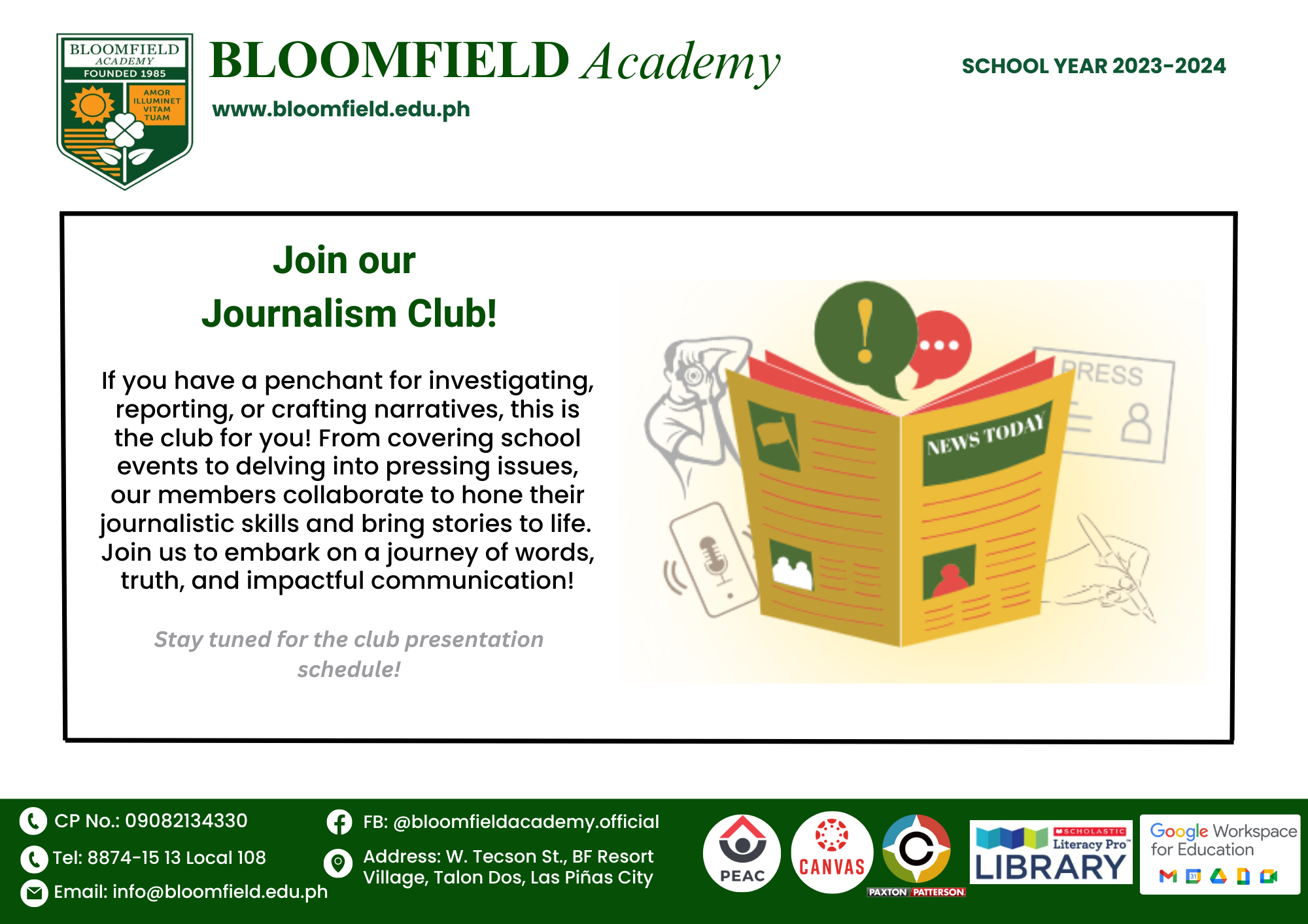 Journalism Club – Bloomfield Academy